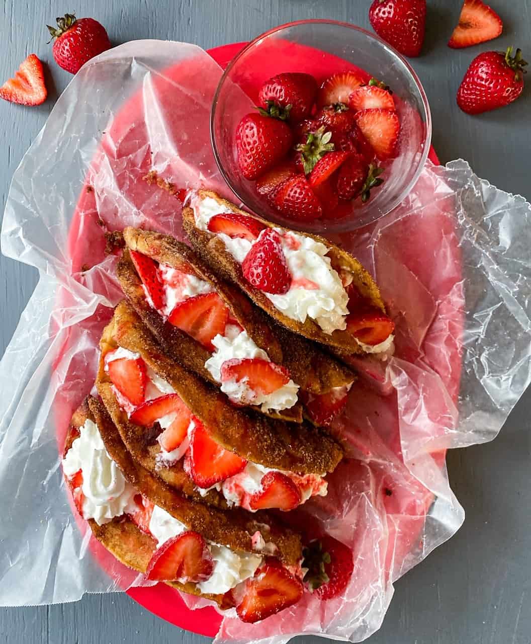 Churro Dessert Tacos with Strawberries and Cream - Razzle Dazzle Life