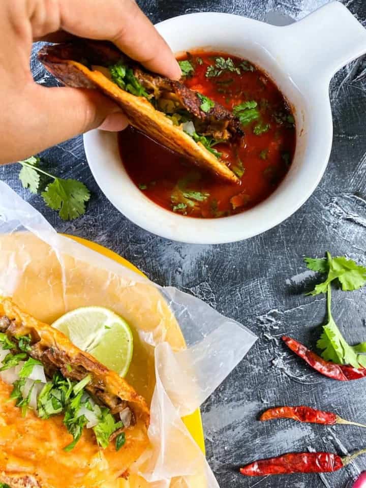 Beef Birria QuesaTacos con Consomé - Razzle Dazzle Life