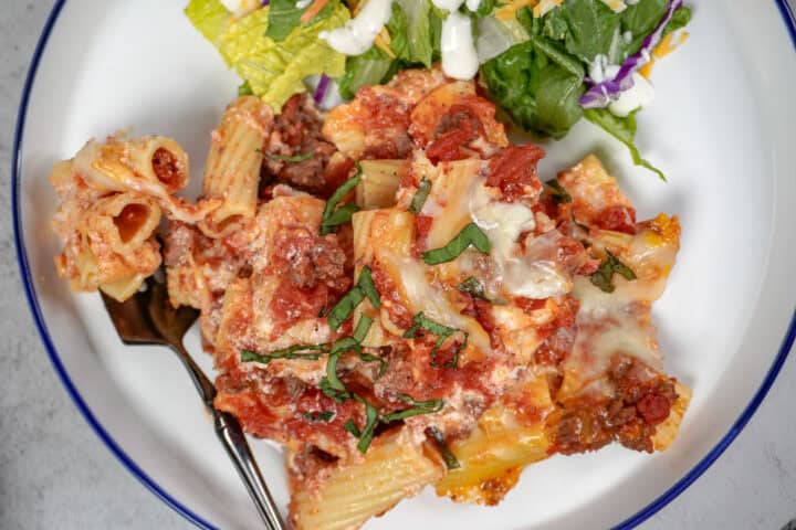 Creamy and Cheesy Rigatoni Pasta Bake - Razzle Dazzle Life